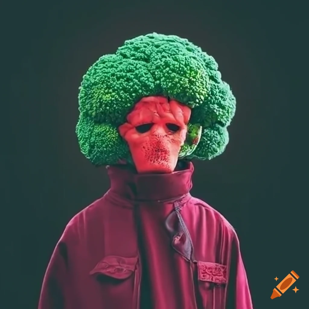 Broccoli in trendy streetwear on Craiyon