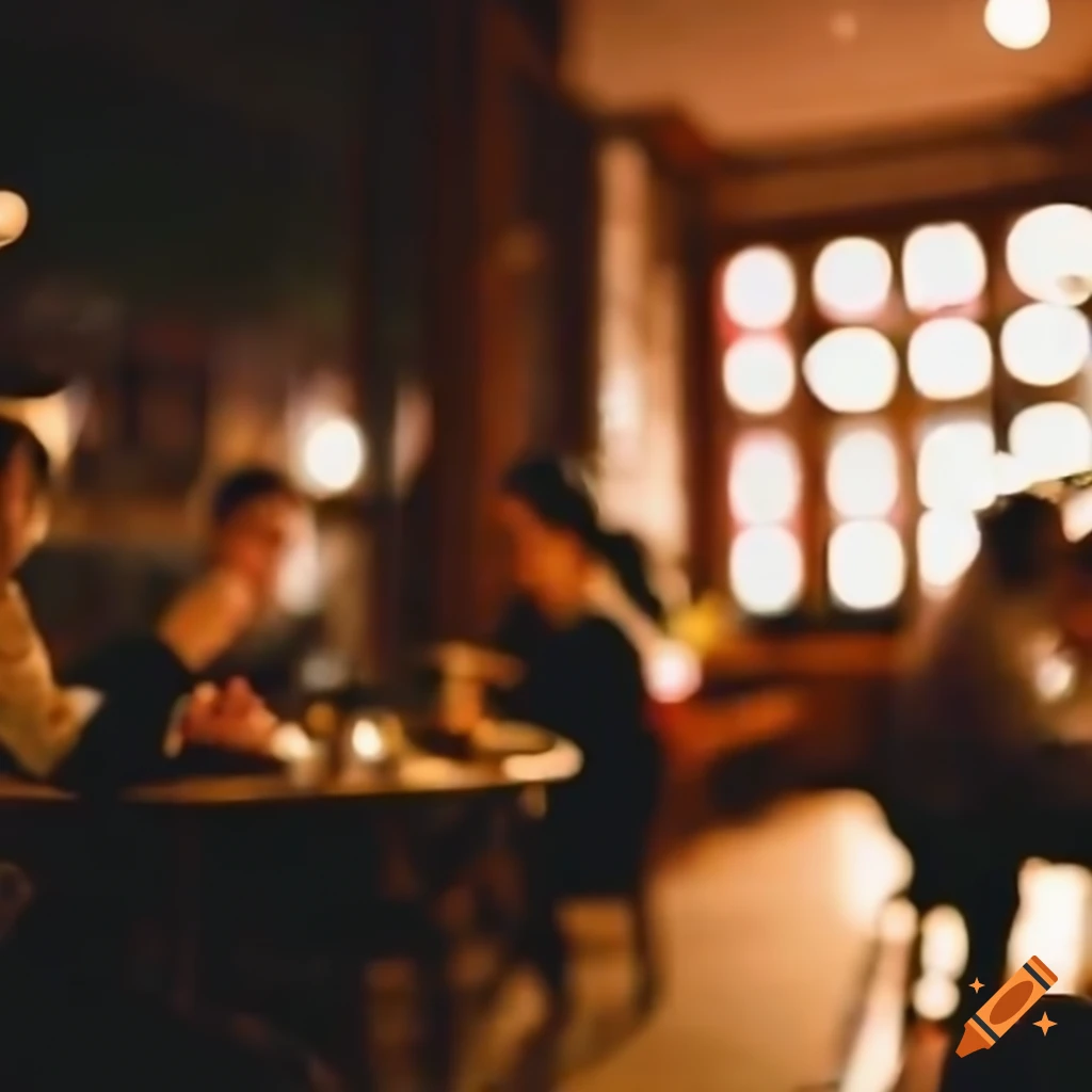 Restaurant scene with diners on Craiyon