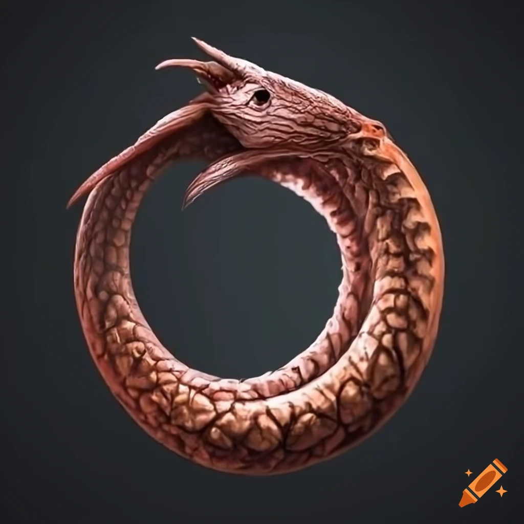 Ouroboros symbol depicting a serpent eating its own tail on Craiyon