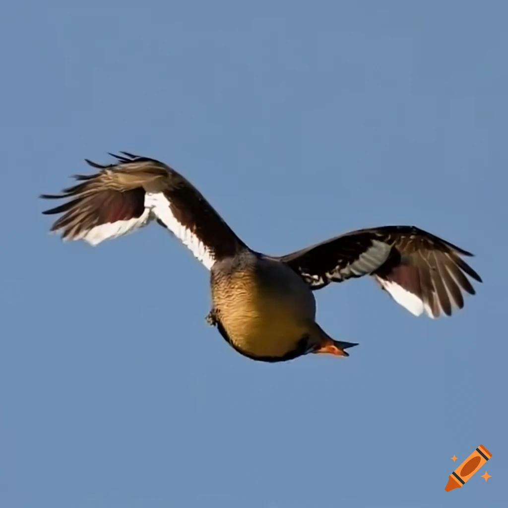 Angry duck of prey swooping down aggressively from the sky on Craiyon