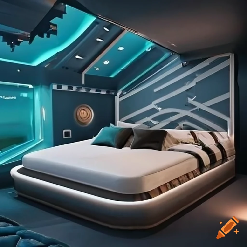 Highly detailed space colony interior bedrooms on Craiyon