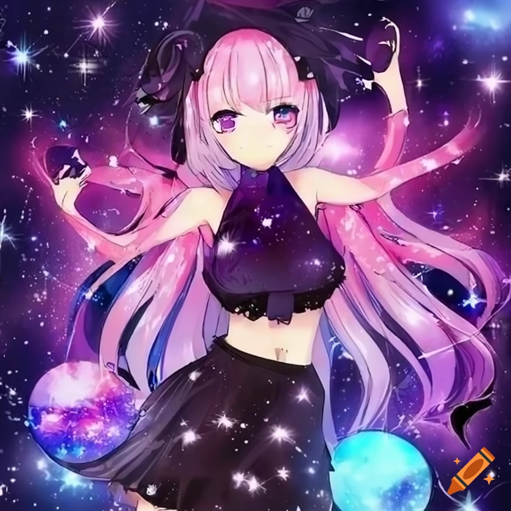 Galaxy anime girl character on Craiyon