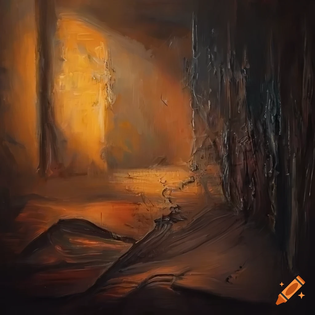 Bright creepy liminal space in an ultra high-resolution oil painting on ...