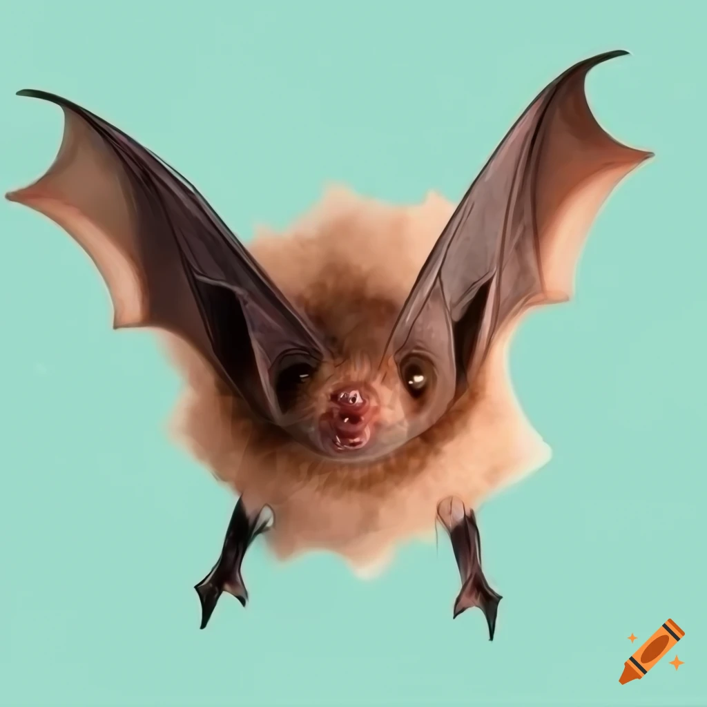 Imaginative cute flying bat with big eyes on white background on Craiyon