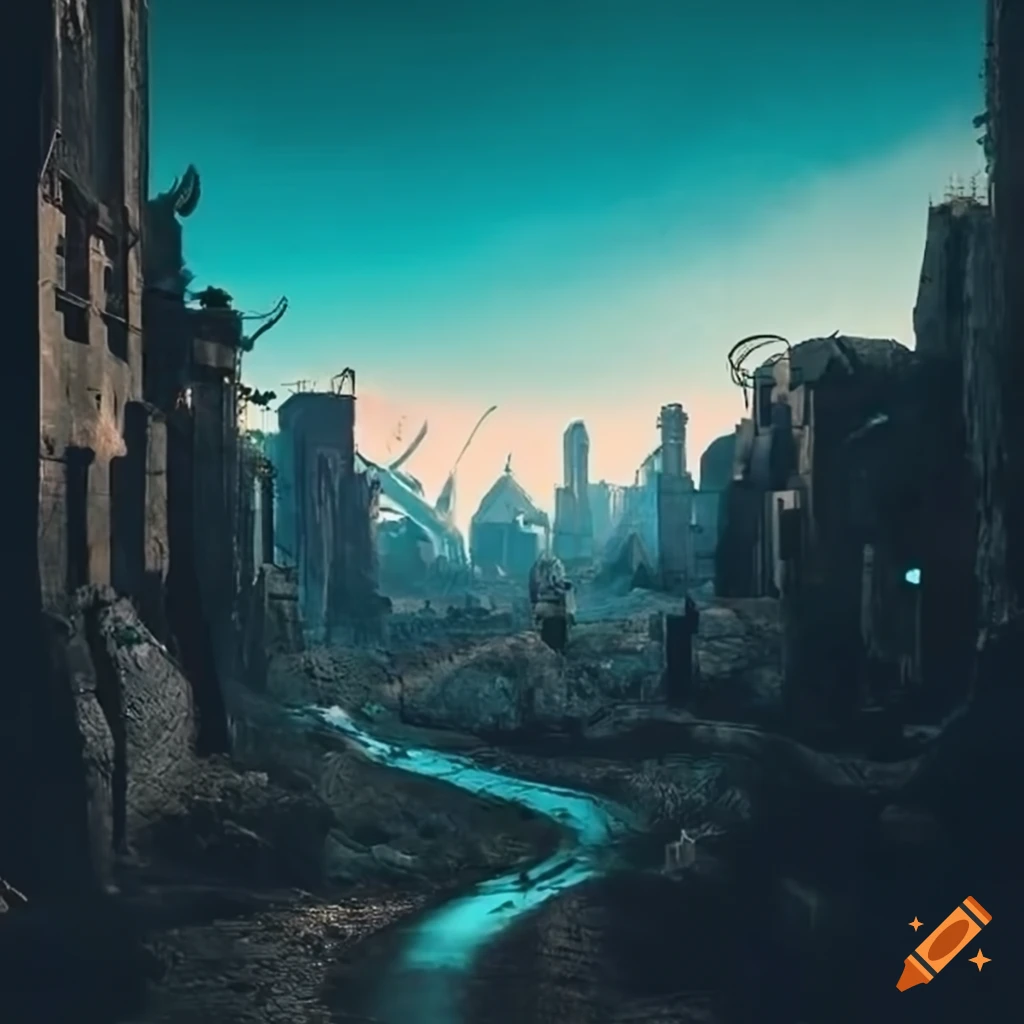 Winding path through desolate landscape leading to foreboding mountain ...