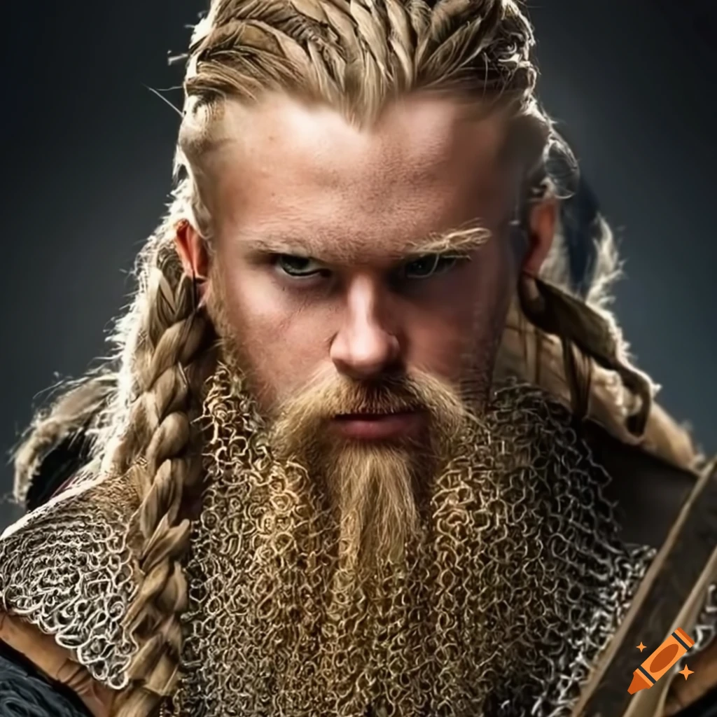 Viking warrior with chain mail armor and battle axe on Craiyon