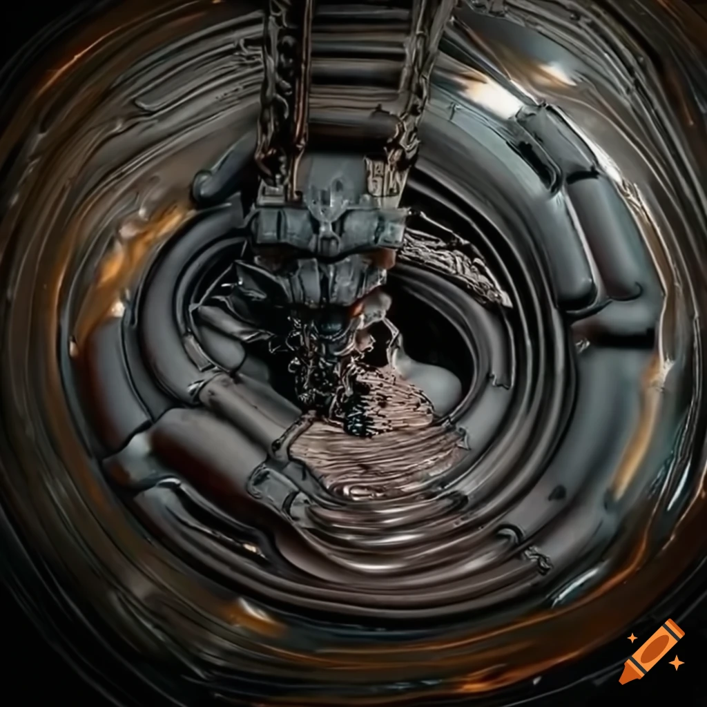 Liquid metal factory with flowing molten metal on Craiyon