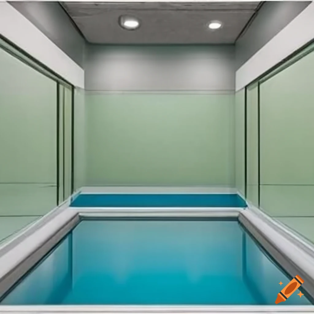 Small glass prison cell filled with pool water on Craiyon