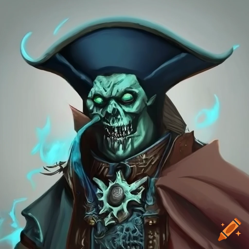 Undead naval admiral lich villain in tricorn hat for Dungeons and ...