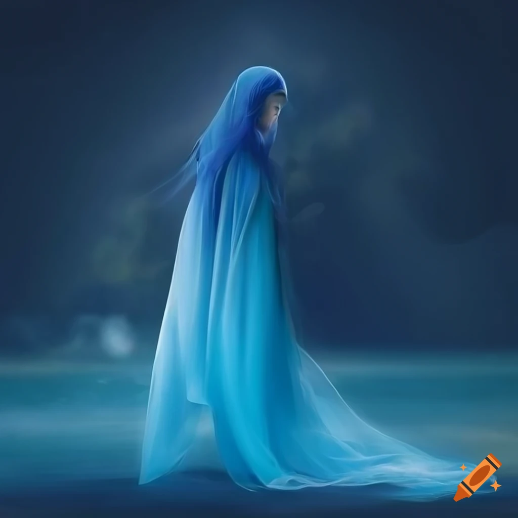 Mysterious figure in magical blue robes on Craiyon