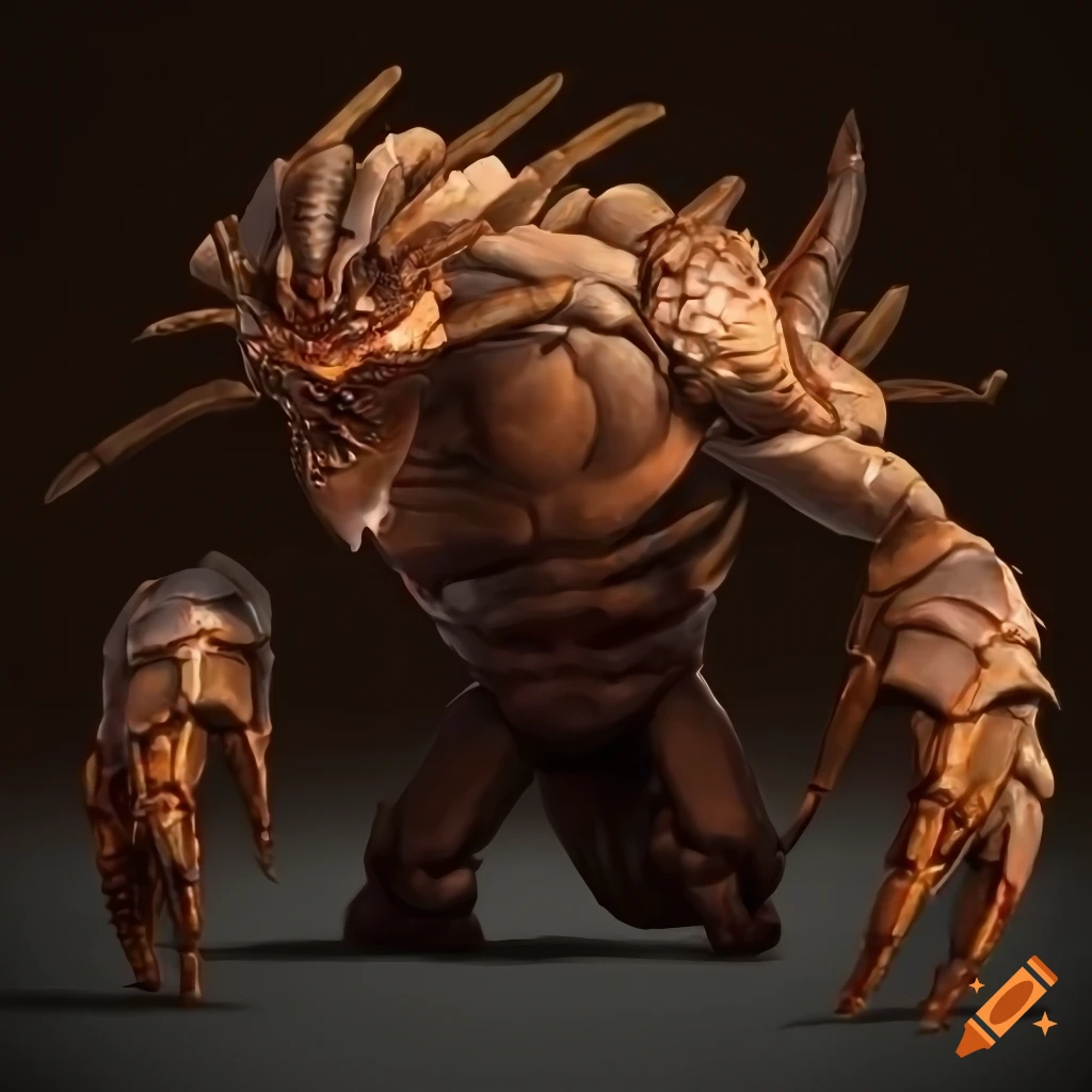 Crab man with scorpion tail, RPG game enemy in high detail on Craiyon