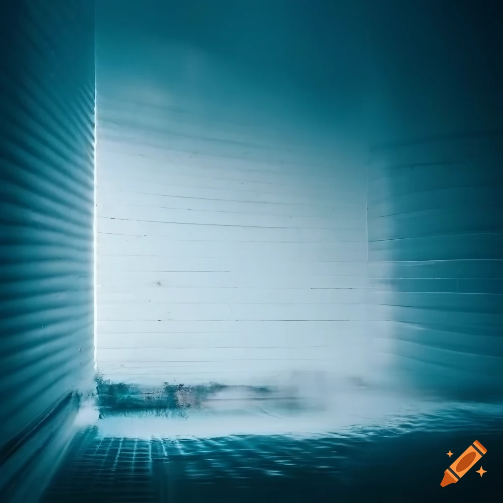 Inside view of an industrial water tank with bright white corrugated ...