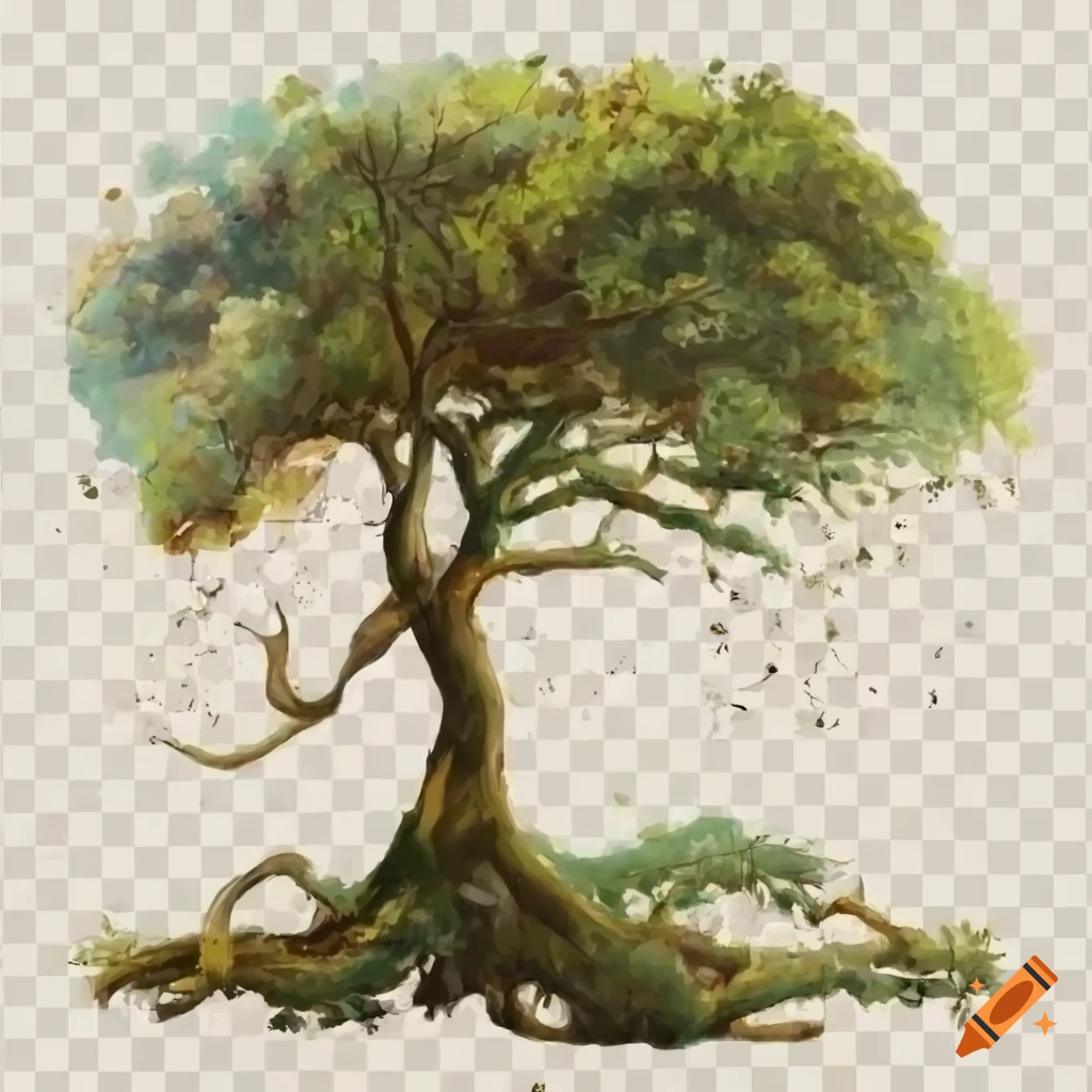 Ancient botanical oil painting of trees in medieval style on Craiyon