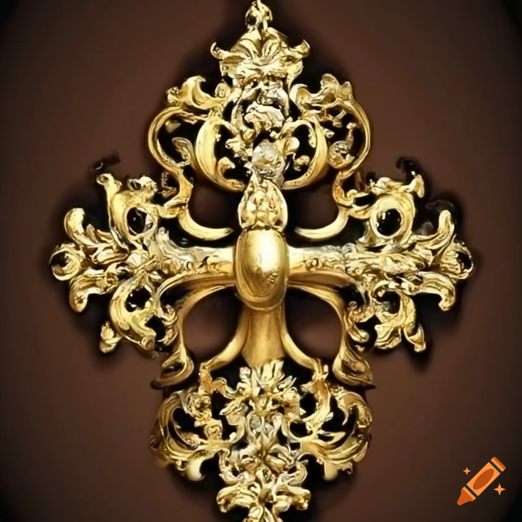 Baroque gold cross on Craiyon