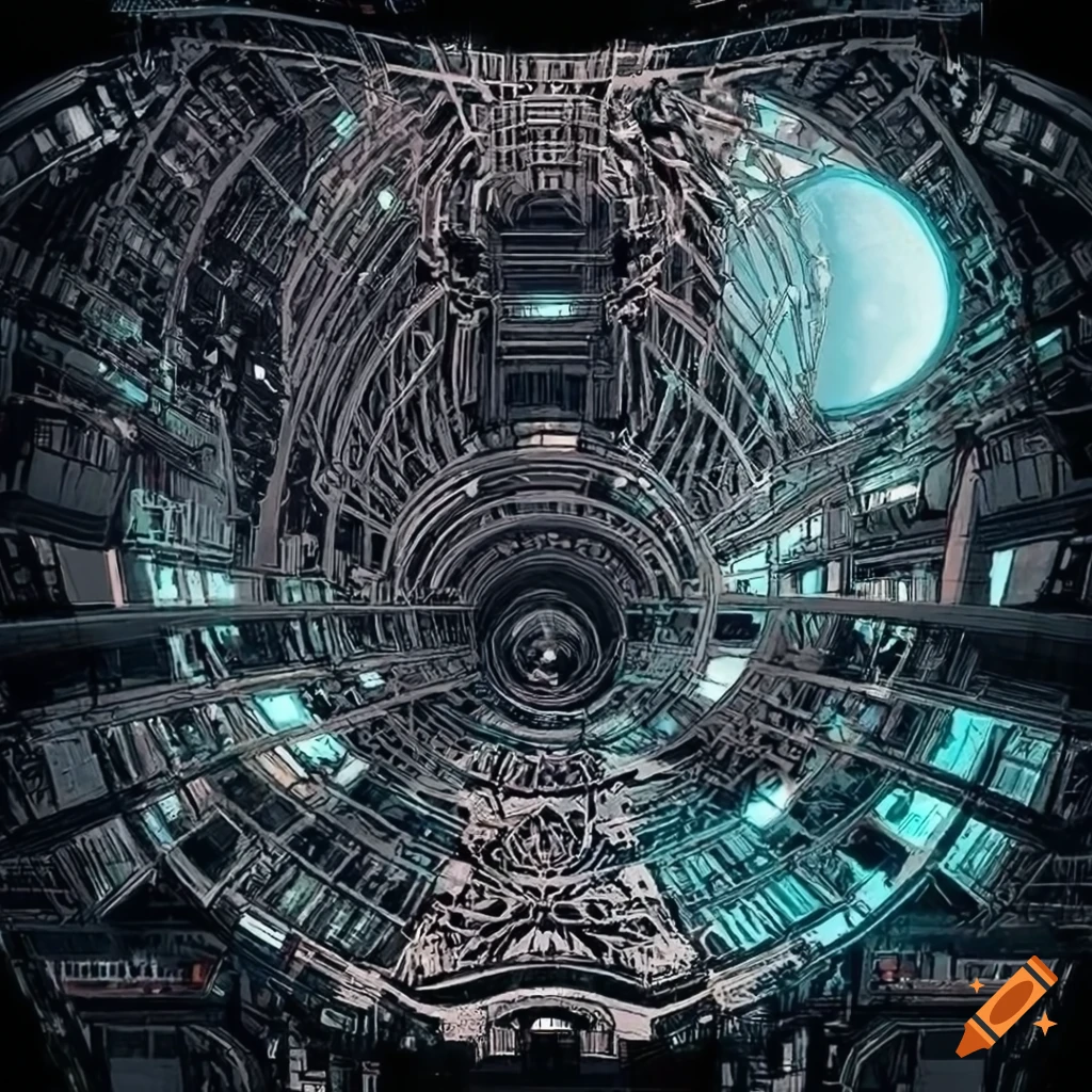 Deep Ocean Megastructure Under Full Moon In Tsutomu Nihei And Mucha