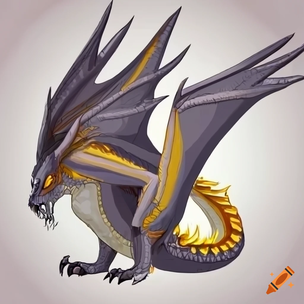 Small gray wyvern with yellow stripes and curved horns firing lightning ...