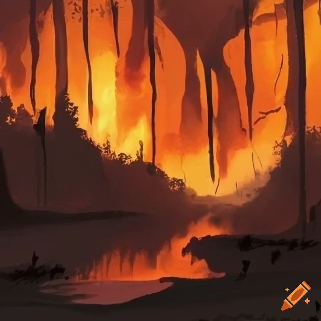 Landscape affected by bushfire on Craiyon