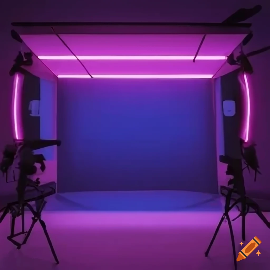 Youtuber's Studio room with subtle neon glow and 'FACT GURU.01 ...