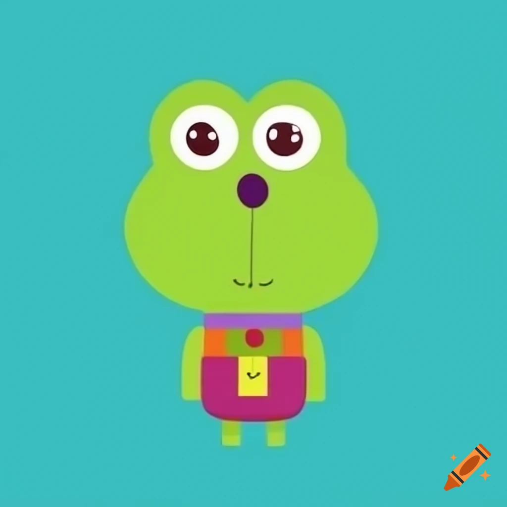 Front view of a cute little frog in Hey Duggee style on Craiyon