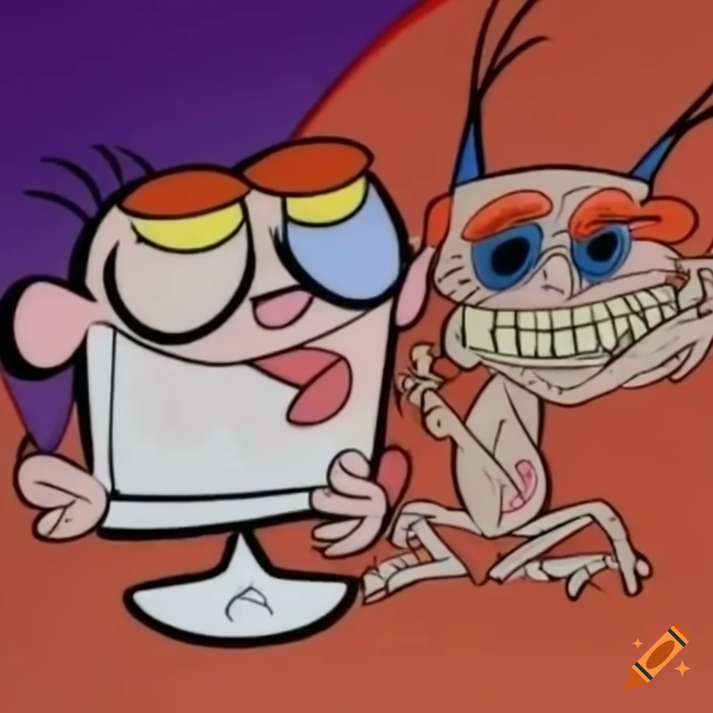 Ren and stimpy reference in dexter's laboratory on Craiyon