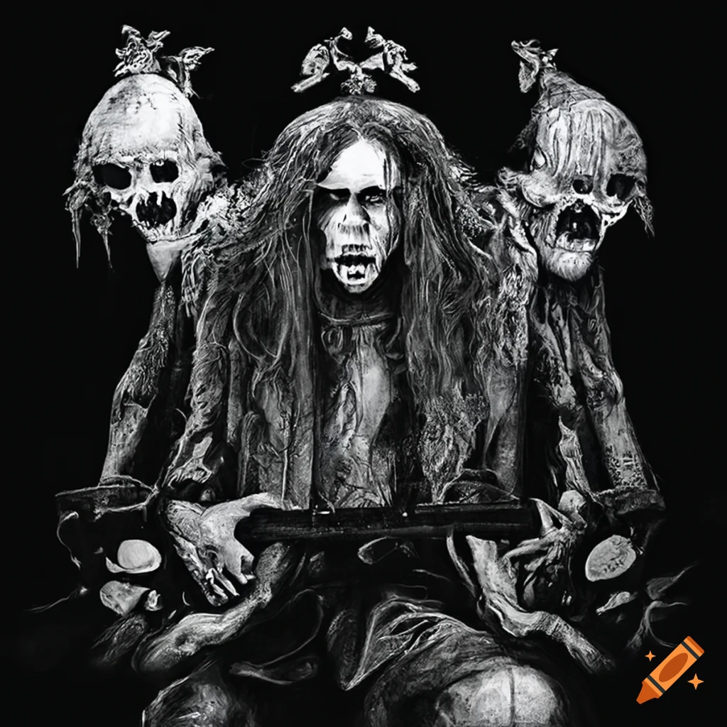 Heavy metal album cover featuring spooky ghosts on Craiyon