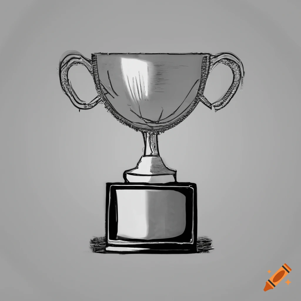 Simple silver trophy on white background on Craiyon