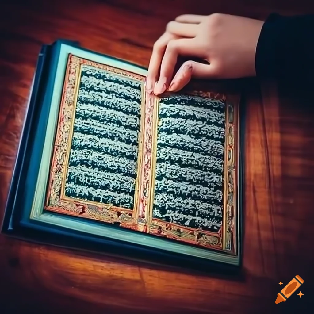 Quran student learning from a teacher on Craiyon