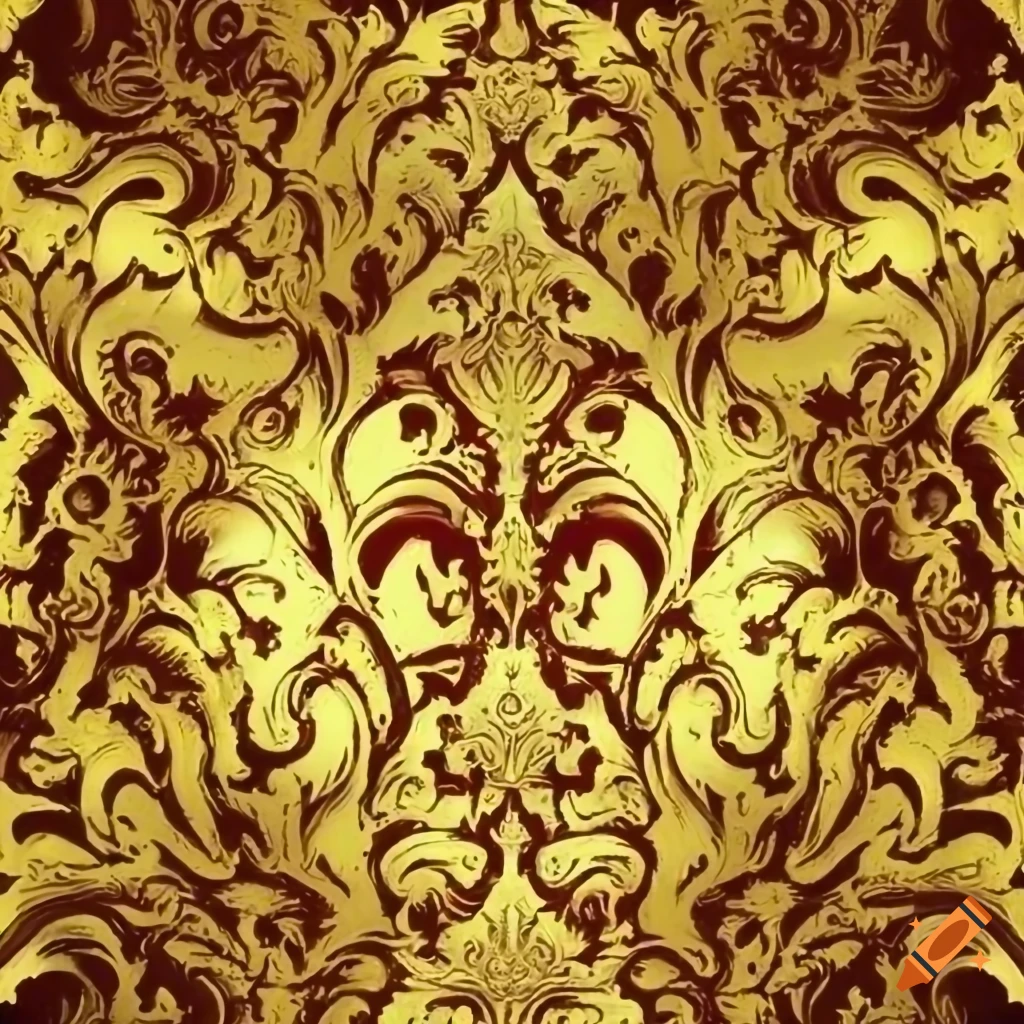 Renaissance damask pattern in gold color on Craiyon