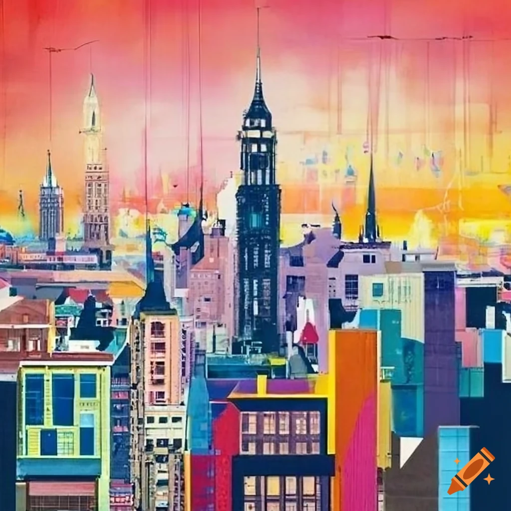 Cityscape collage featuring favorite cities visited by a man on Craiyon