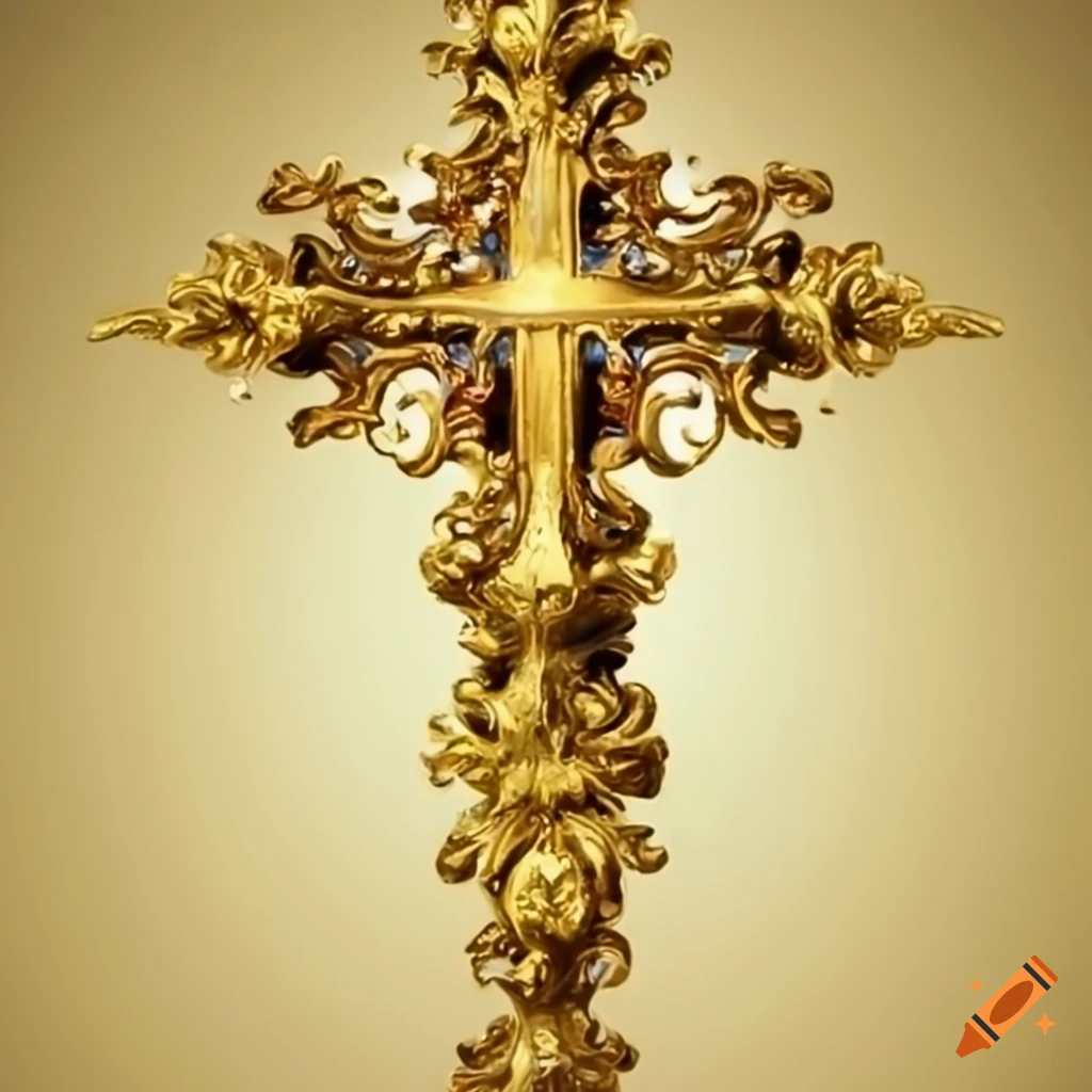 Baroque gold cross on Craiyon