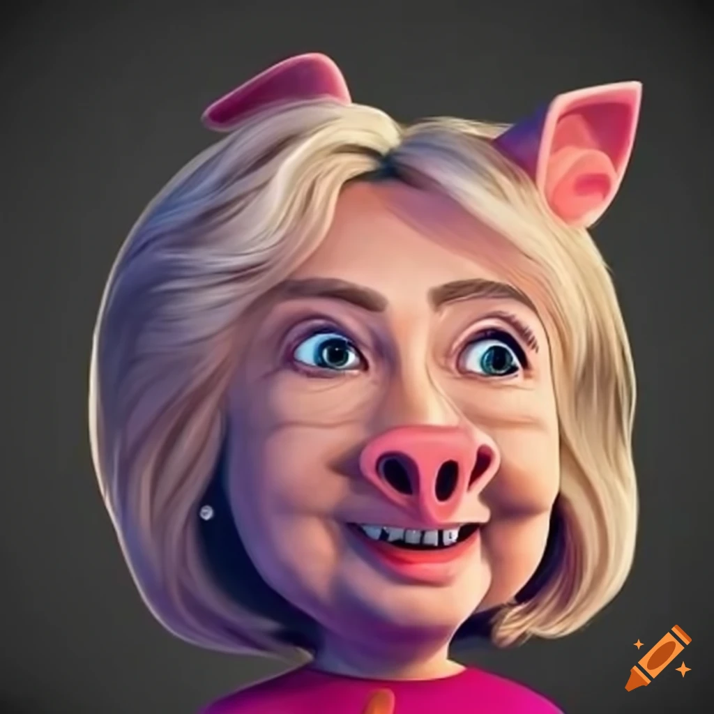 Cartoon depiction of hillary clinton as a pig on Craiyon