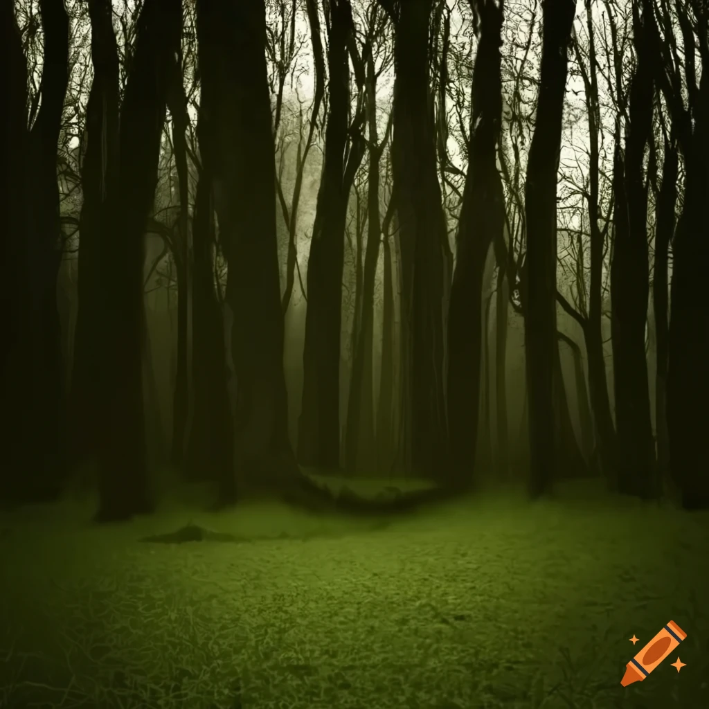 Intricately drawn medieval style forest scene on transparent background ...