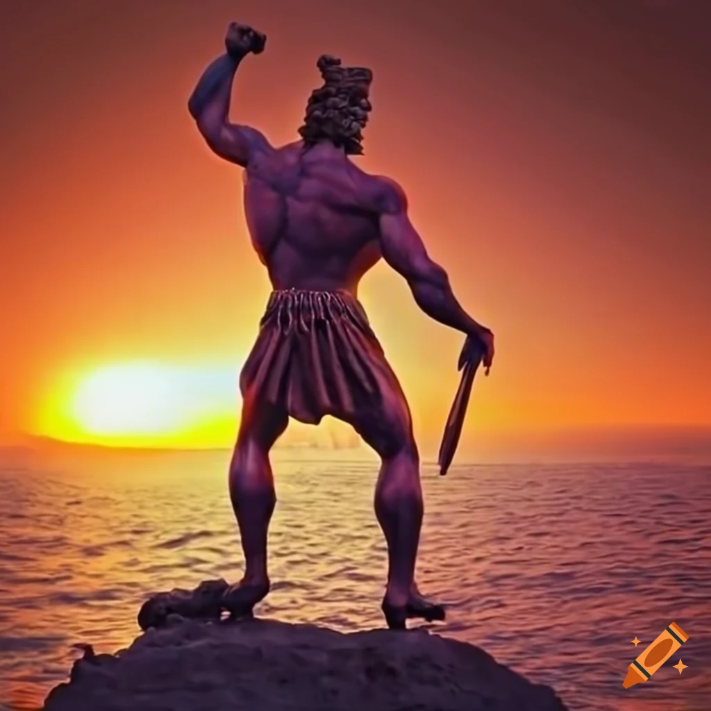 Hercules looking into the sunset from behind on Craiyon