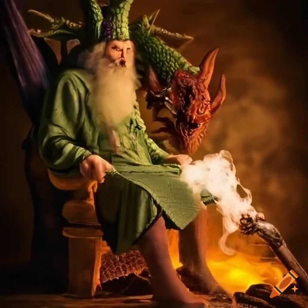 Wizard riding a dragon in a fantasy setting on Craiyon