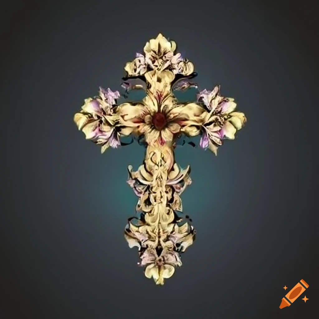 Floral baroque cross on Craiyon