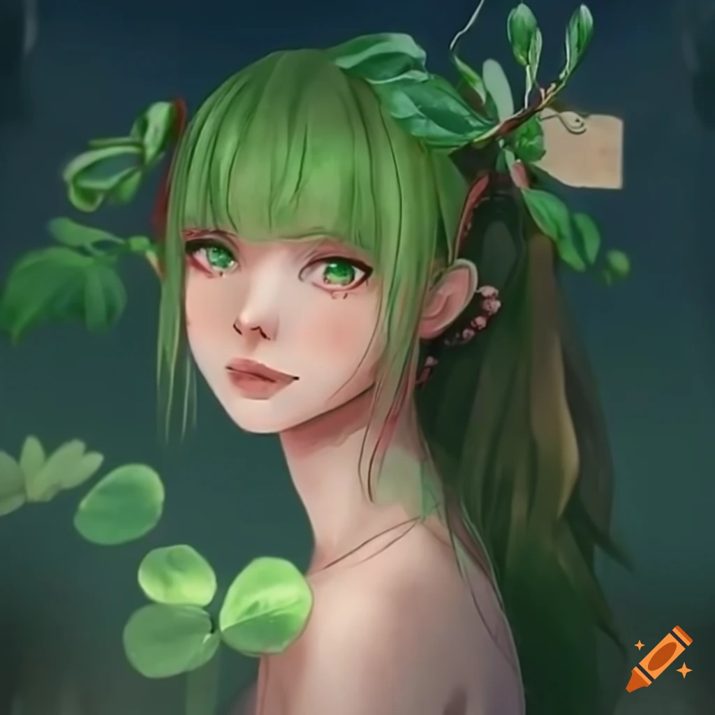 Plant girl character illustration on Craiyon