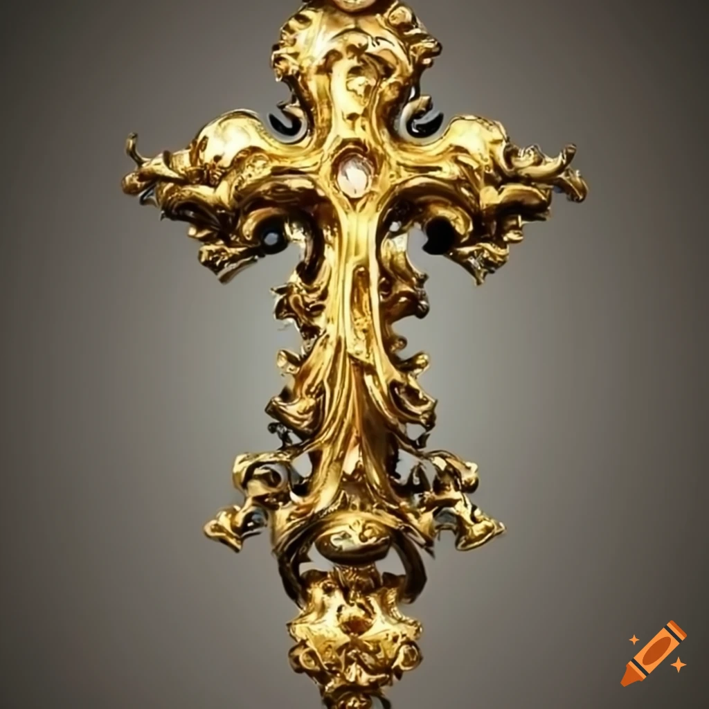 Baroque gold cross on Craiyon