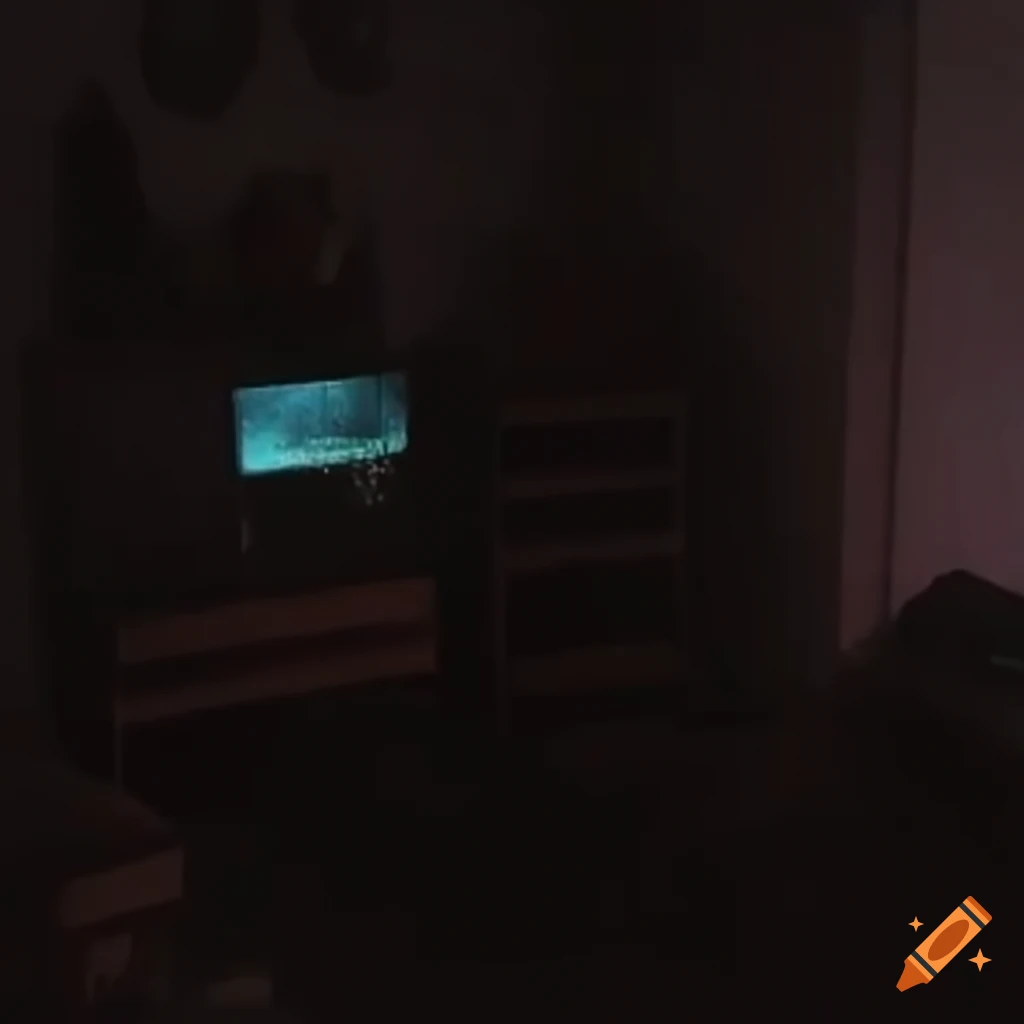 Dark, low-quality photo of a dream room with weirdcore vibes on Craiyon