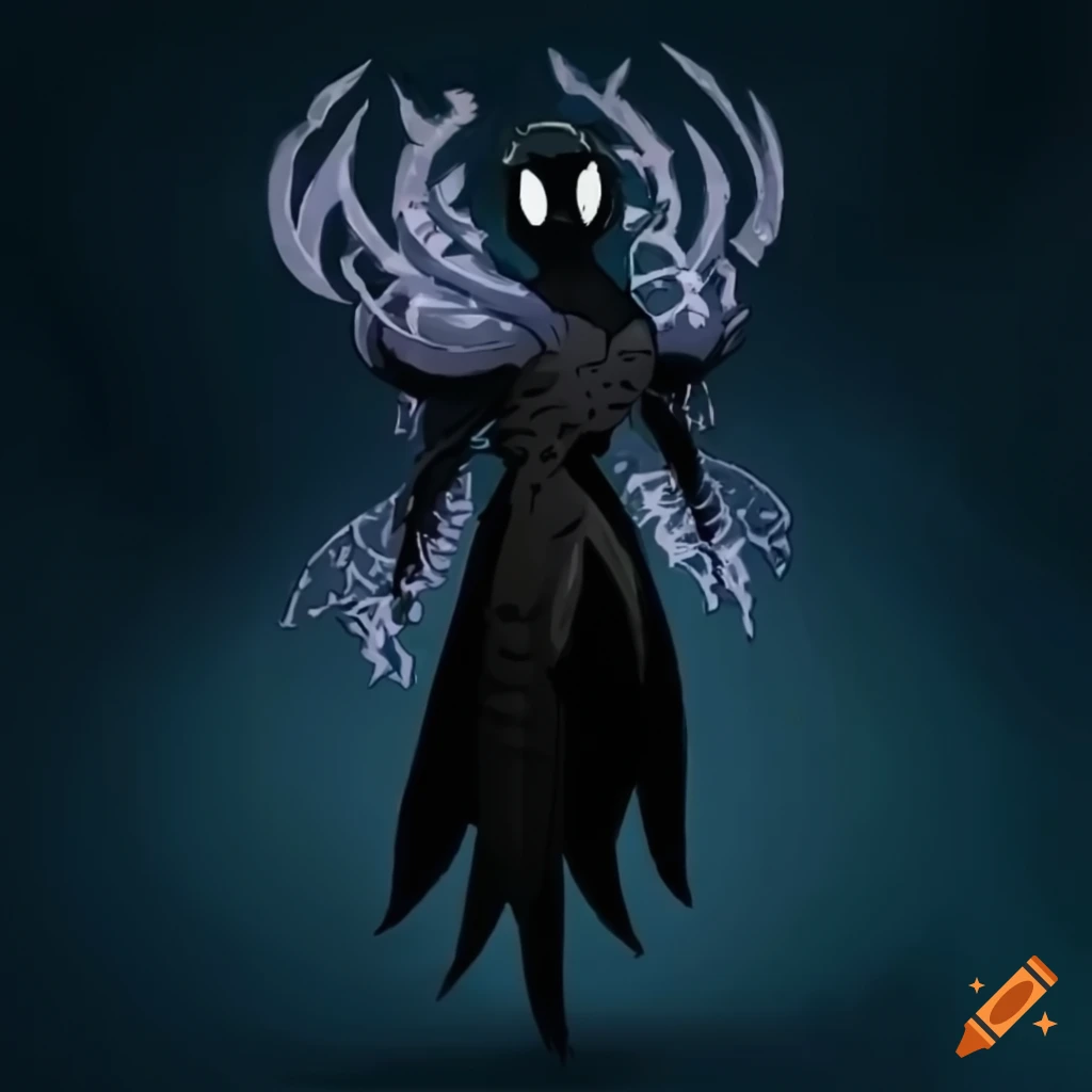 Shade knight in Hollow Knight style wearing dark ornate armor on Craiyon