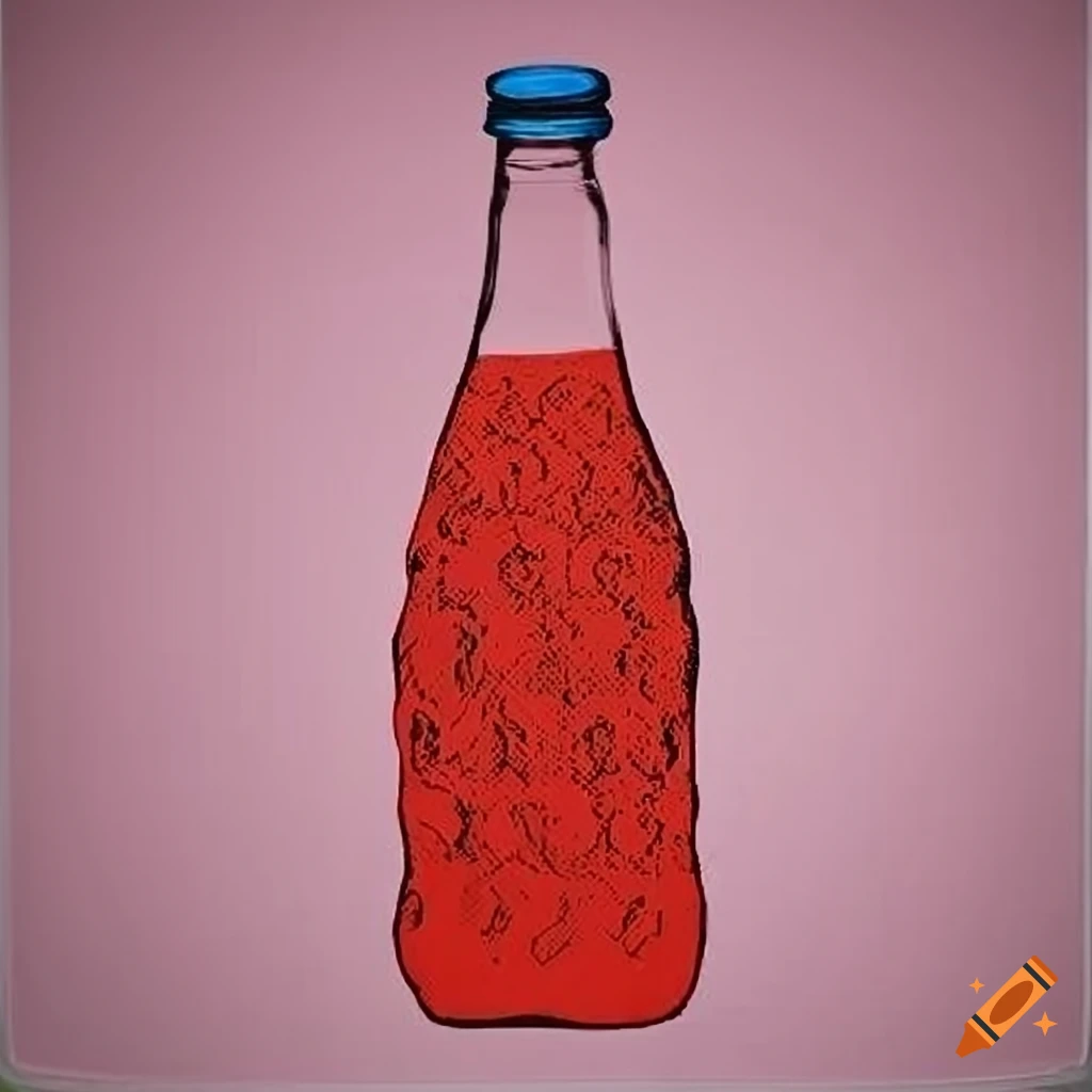 Andy Warhol's pop art print of a colorful glass soda bottle on Craiyon
