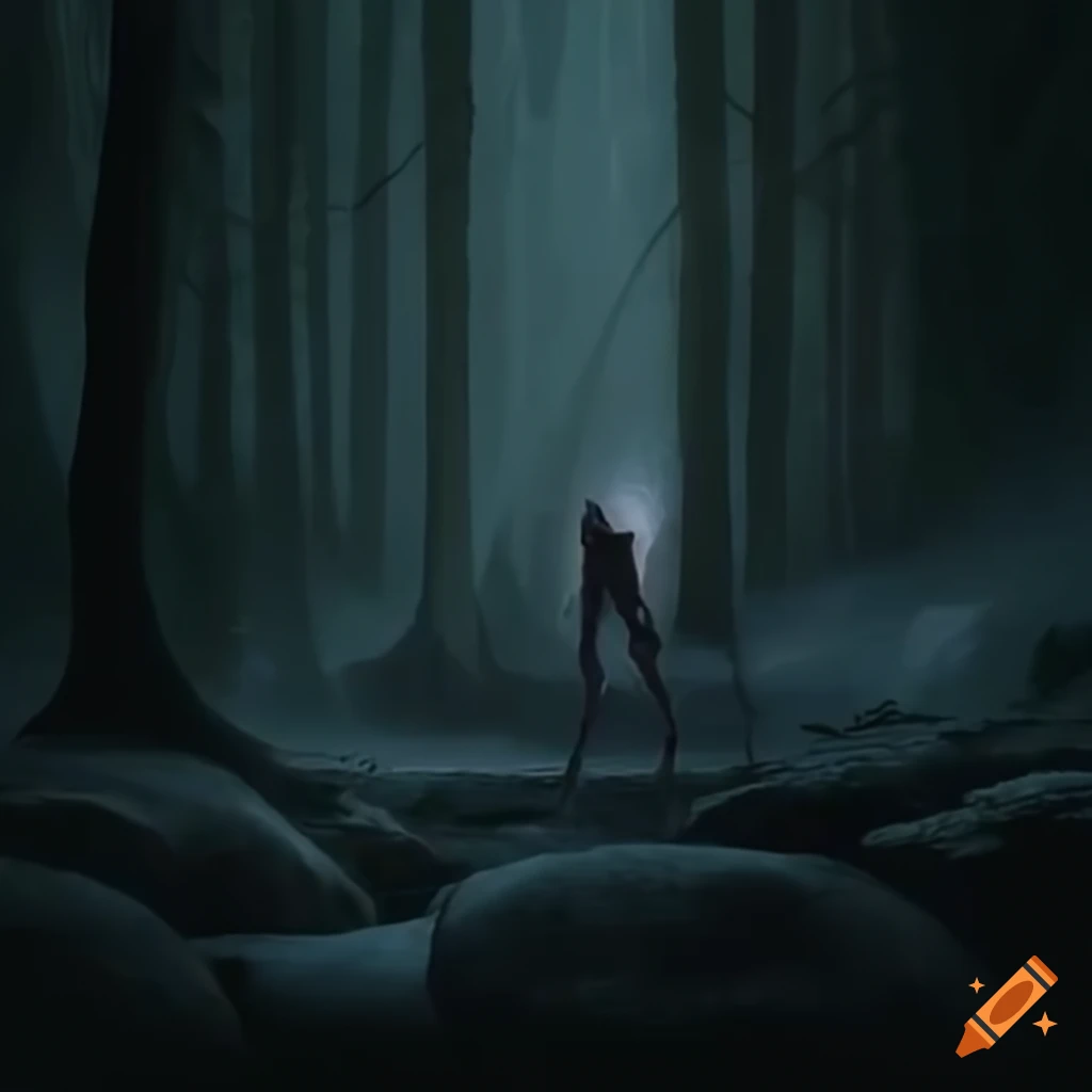 Fresno Nightcrawler in a forest clearing with moonlight on Craiyon