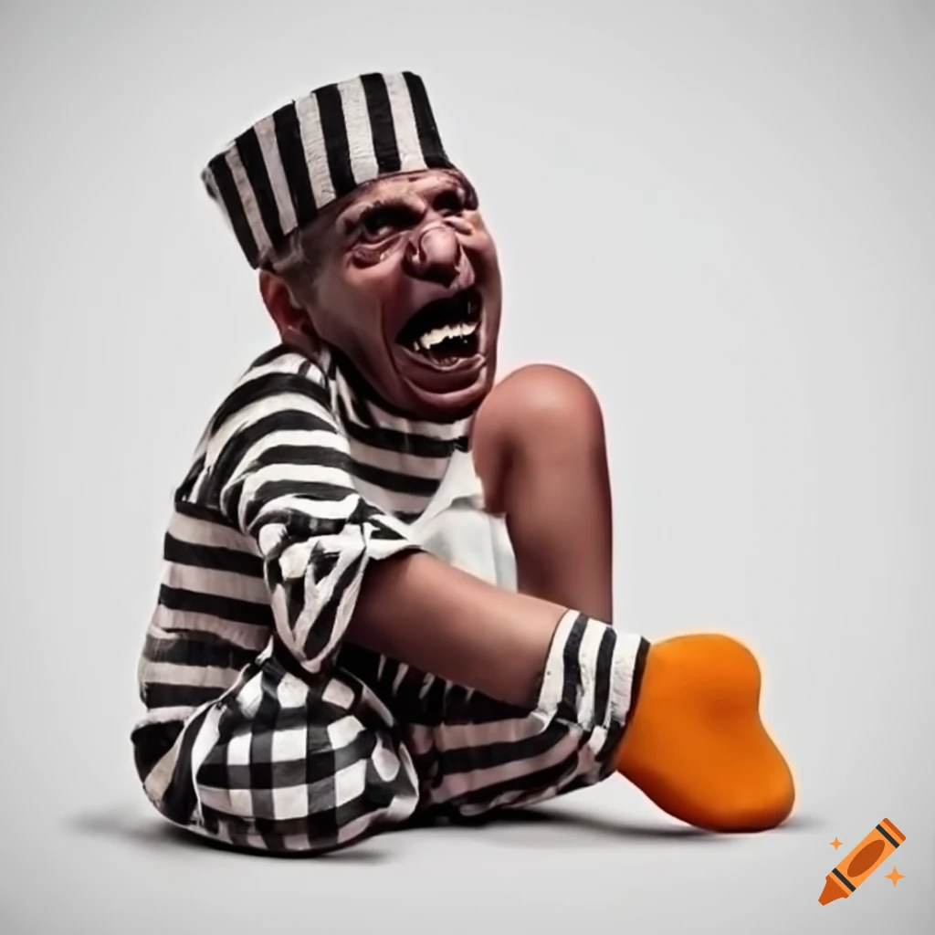 Prisoner wearing socks and slides on Craiyon