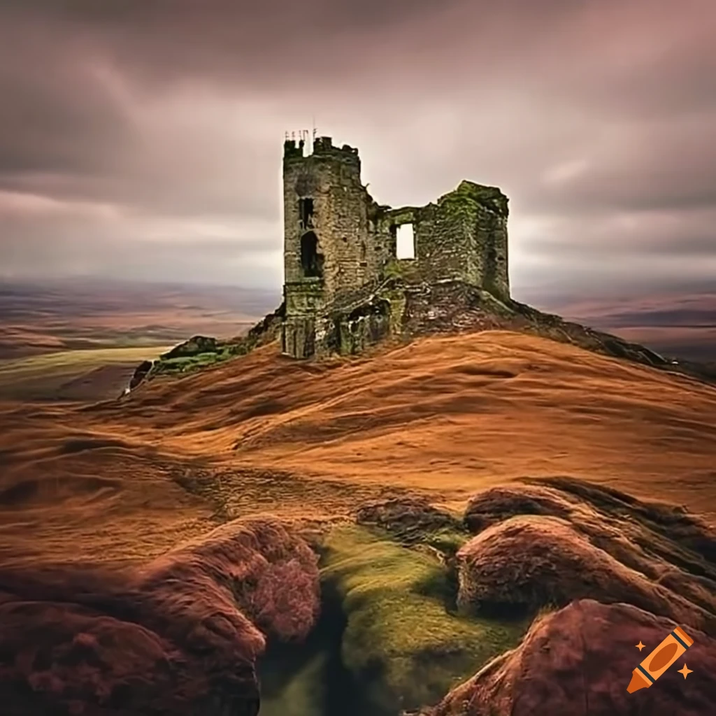 Castle of wuthering heights in the moors with a fierce and unyielding ...