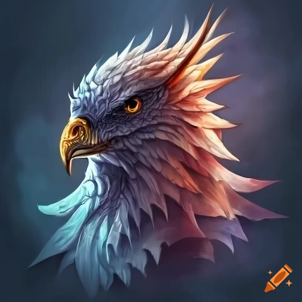 Eagle-headed dragon mythical creature in epic fantasy design on Craiyon