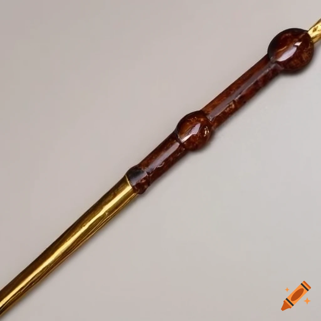 Gold-plated staff with a brown gem on Craiyon