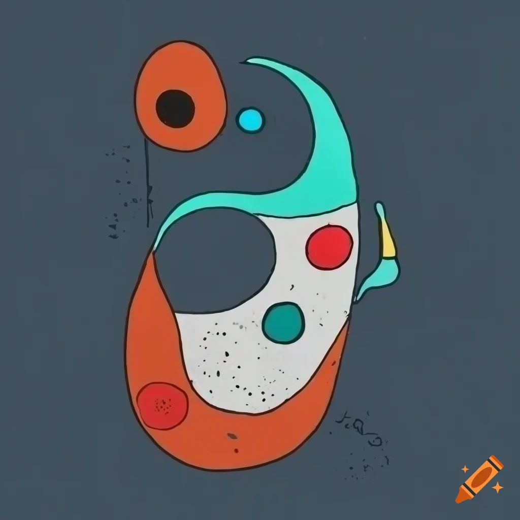 Surrealist creatures and plants in miro painting style with red, yellow ...