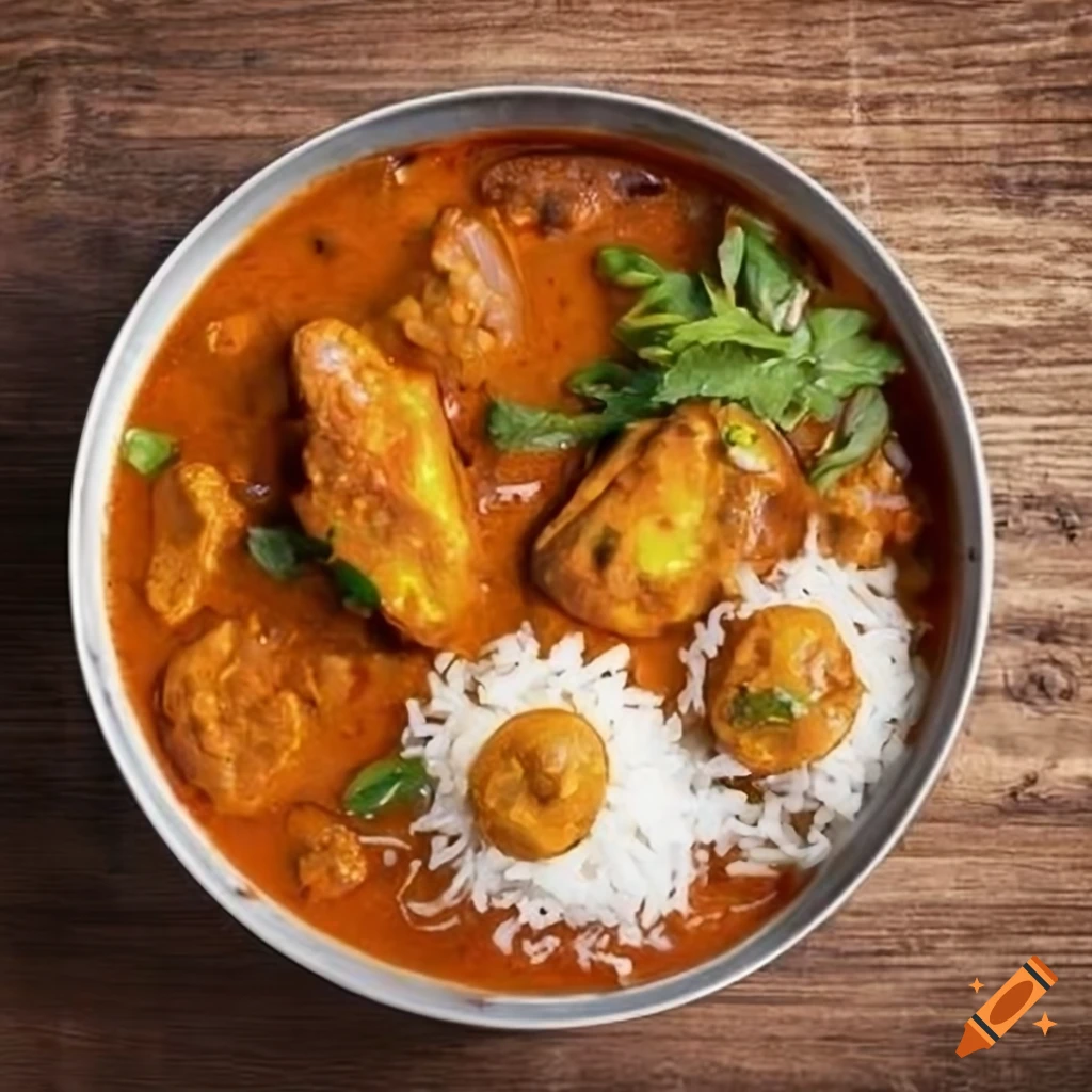 Indian curry portrayed in high definition photo-realism on Craiyon