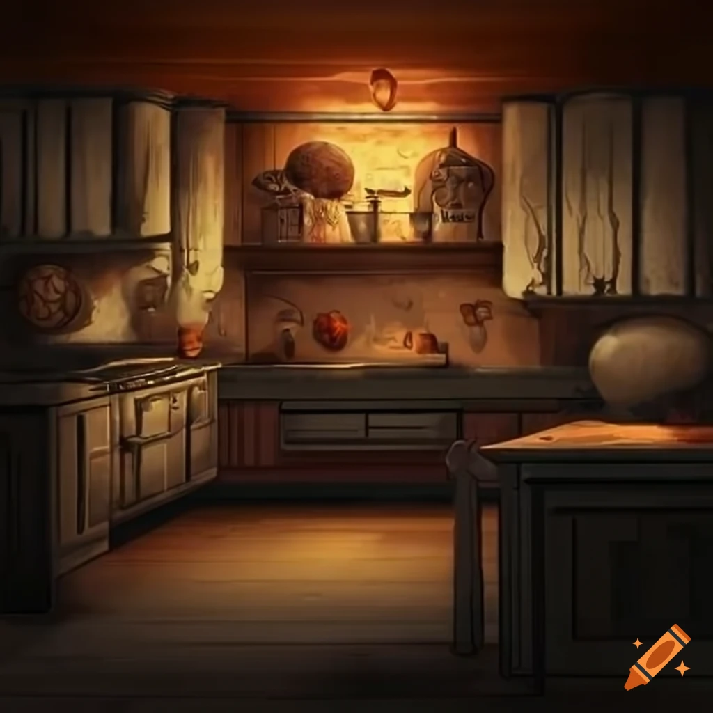 Empty kitchen in a dungeons and dragons setting on Craiyon