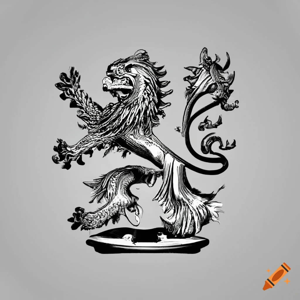 Heraldic rampant lion design on Craiyon