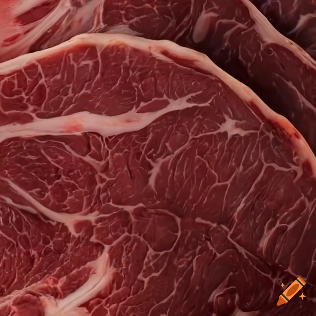 Extreme close-up of realistic meat texture on Craiyon